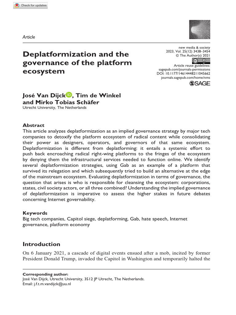Deplatformization in the Tech Ecosystem | PDF | World Wide Web ...