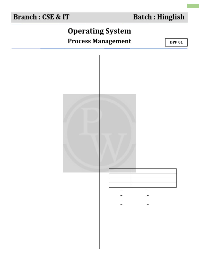 Process Management - DPP 01 | PDF | Process (Computing) | Software Engineering