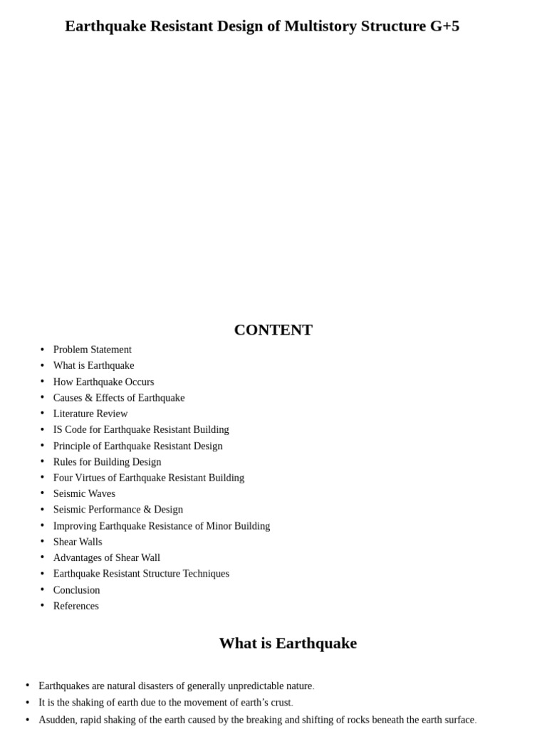 Earthquake Resistant Design for G+5 Structures | PDF | Earthquakes ...