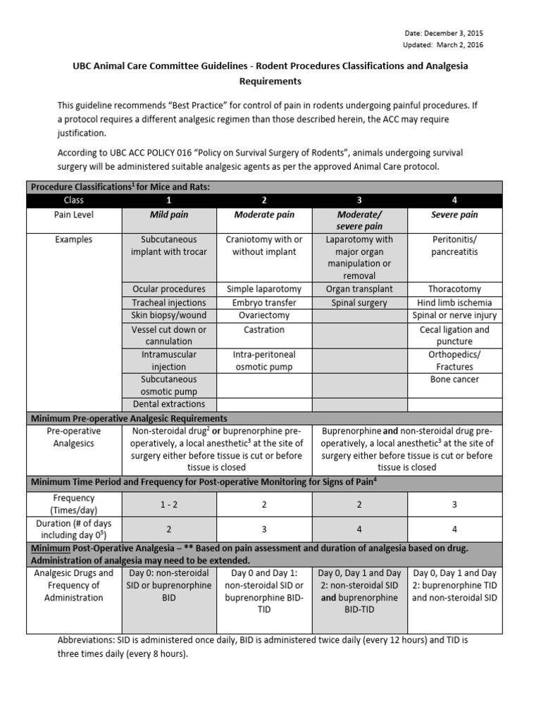 Guideline-Surgical Class and Analgesia (March 2016) | PDF | Anesthesia ...