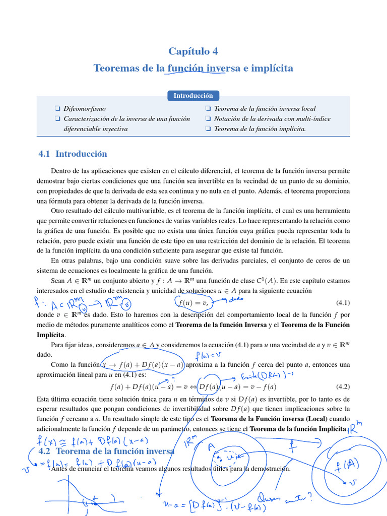Teorema de La Funcion Inversa e Implicita | PDF | Función (Matemáticas) | Derivado