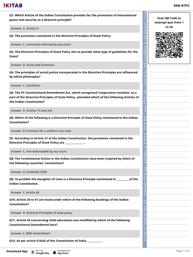 Polity 2 - NTPC - Fundamental Rights & Duties (English) | PDF | Justice | Crime & Violence