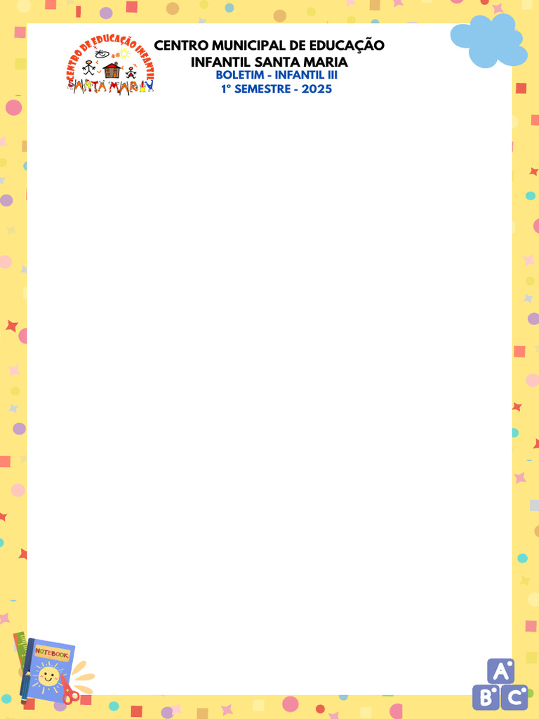 Yellow Colorful ABC School A4 Blank Page Border | PDF