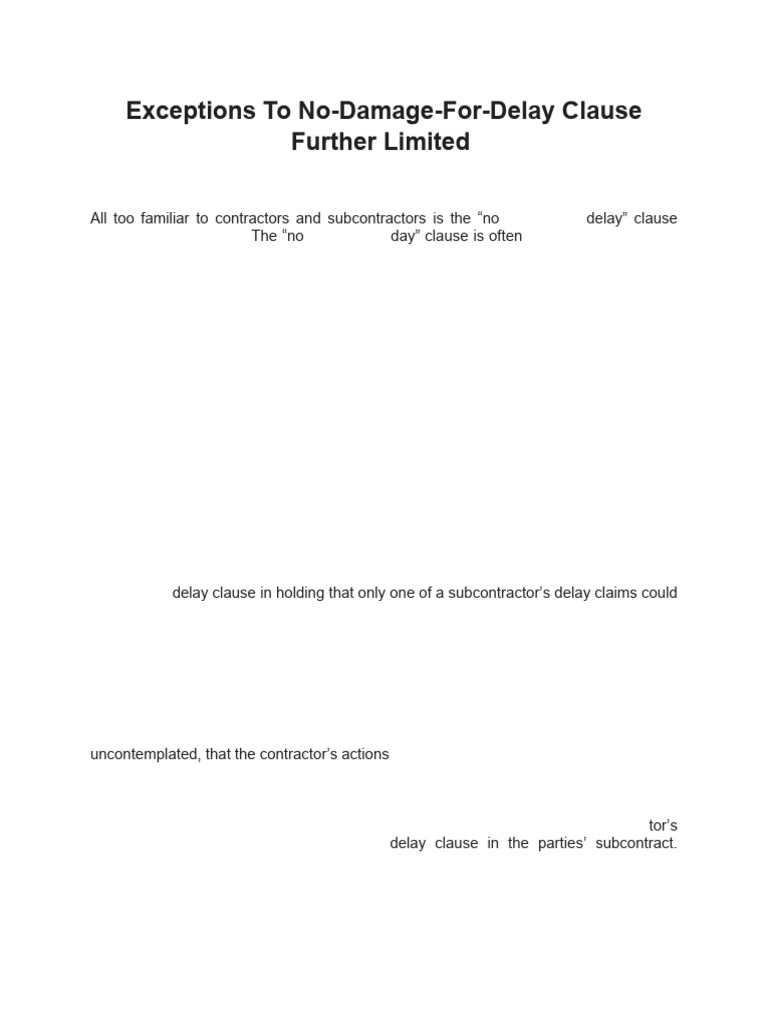 Exceptions To No Damage For Delay Clause Further Limited March 2016 ...