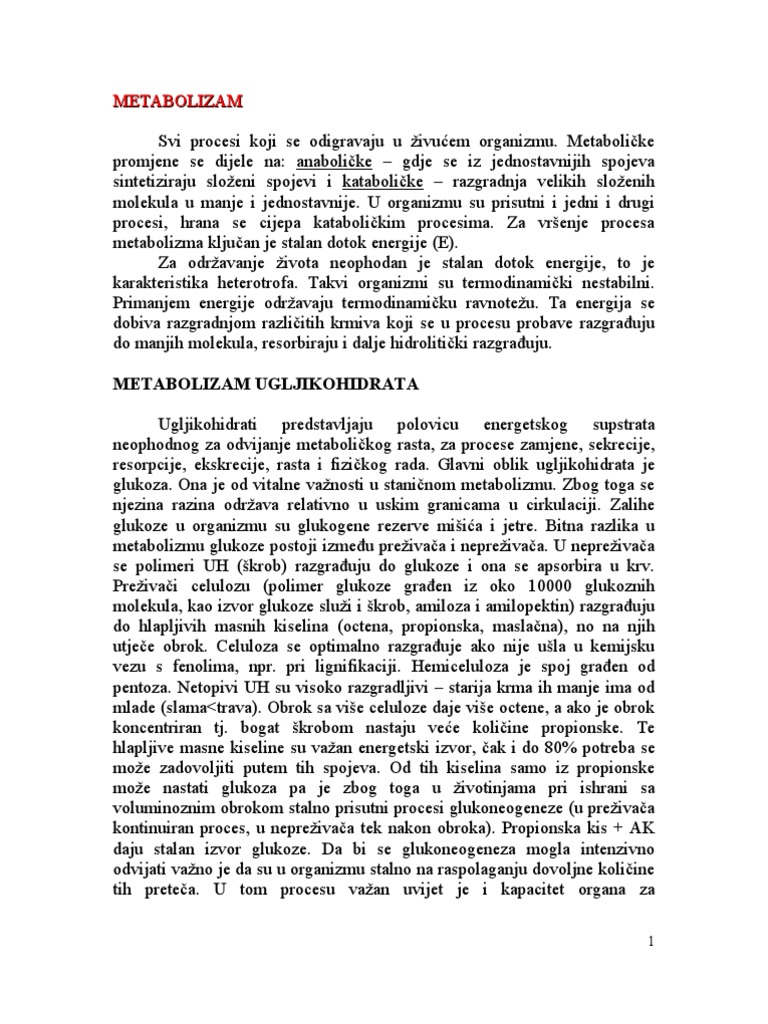 Metabolizam | PDF