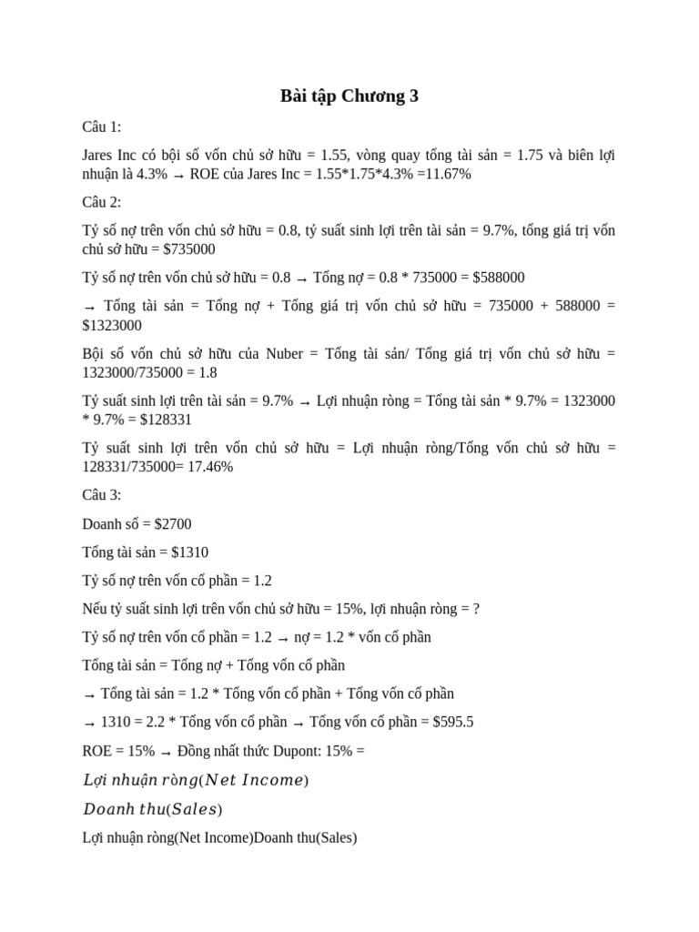 Bài tập Chương 3 - TCDN | PDF