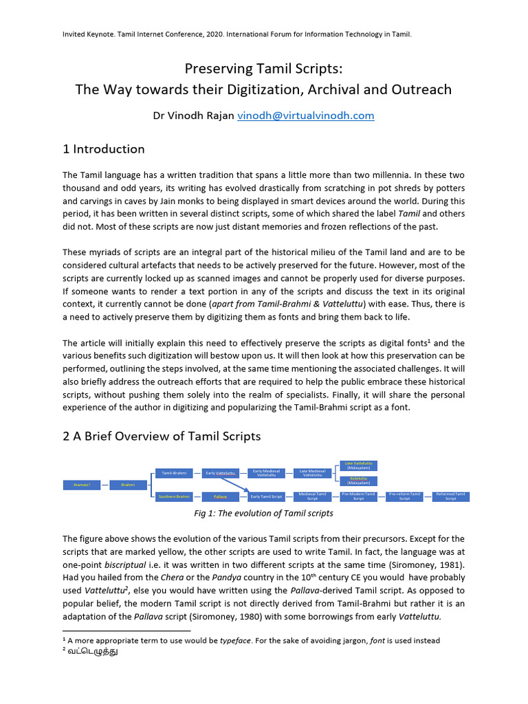Preserving Tamil Scripts | PDF | Writing | Languages Of Asia