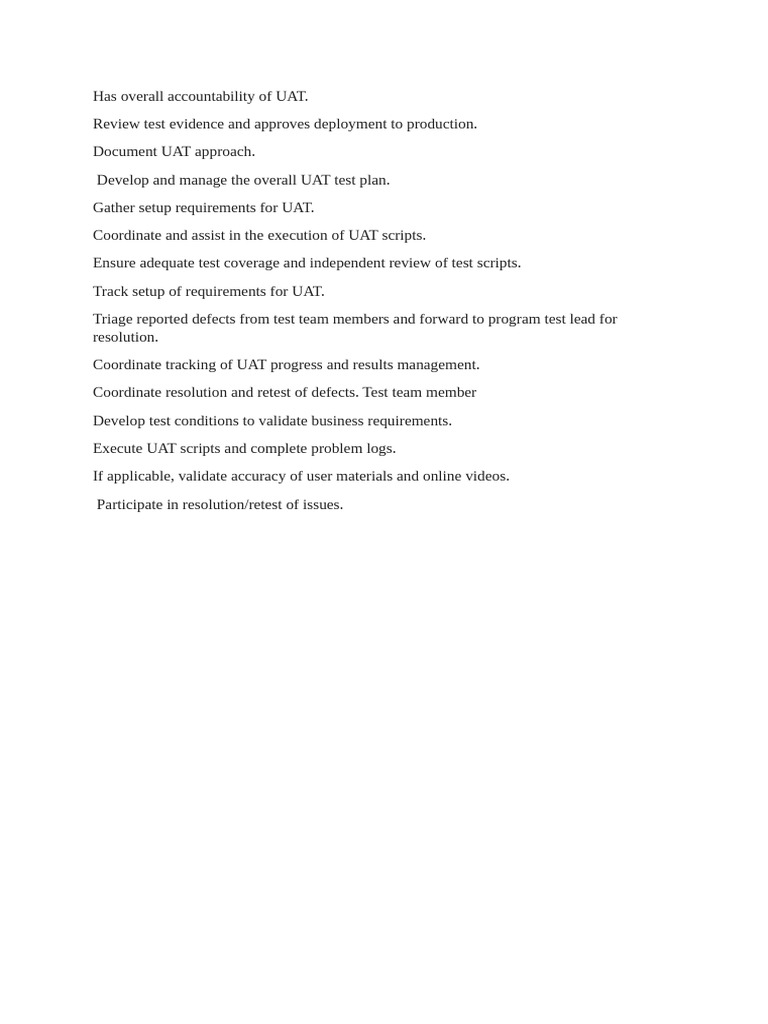 Has Overall Accountability of UAT | PDF