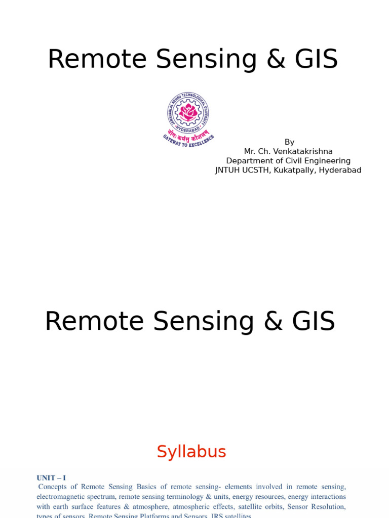 RS & GIS Unit 3 Part 1-1 | PDF