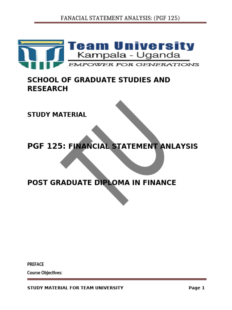 Financial Statement Analysis Course Guide | PDF | Earnings Per Share ...