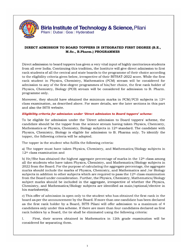 Board Toppers Admissions | PDF