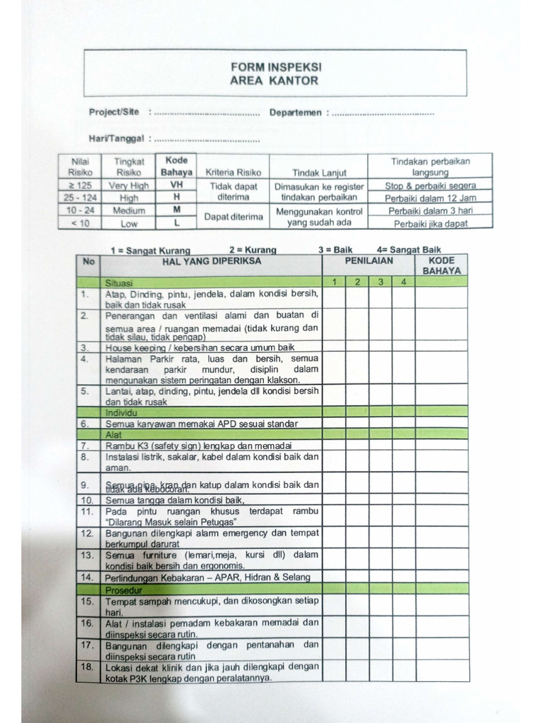 Form Inspeksi | PDF