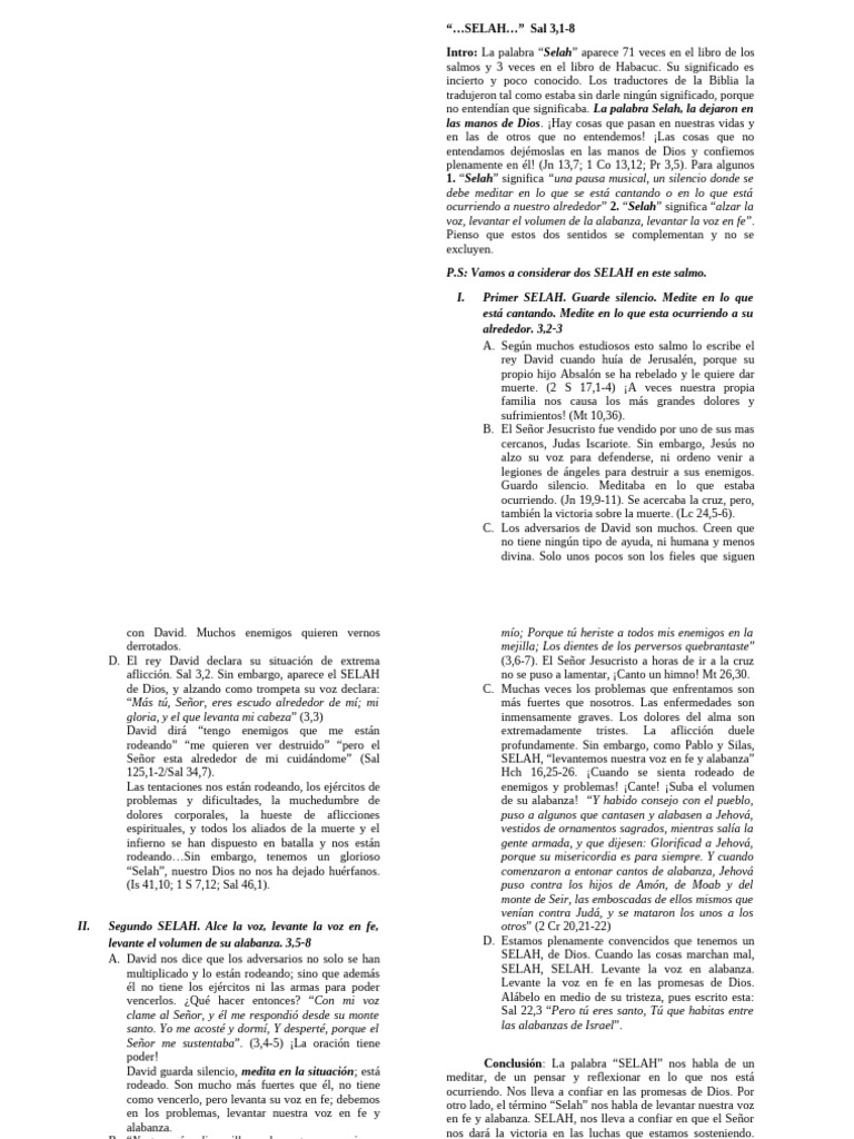 Significado de "Selah" en Salmos 3 | PDF | Ketuvim | Salmos