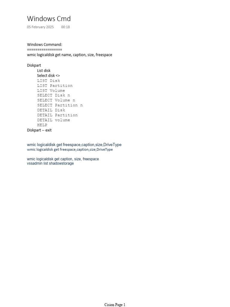 Diskpart Command | PDF