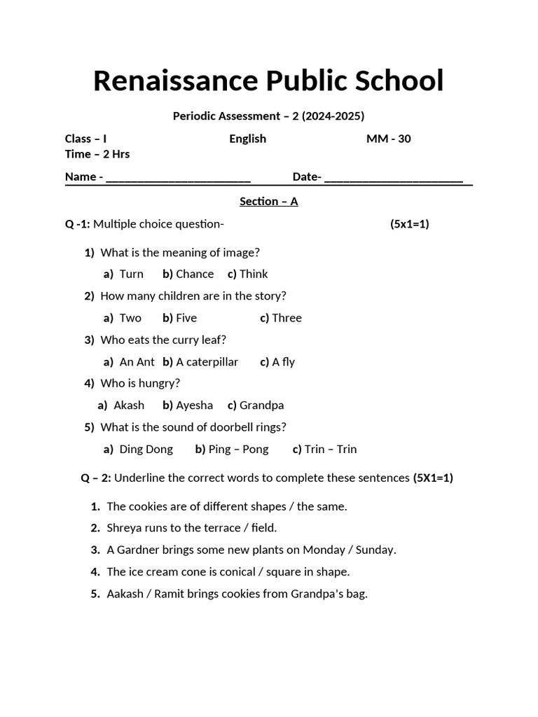 Renaissance Public School | PDF