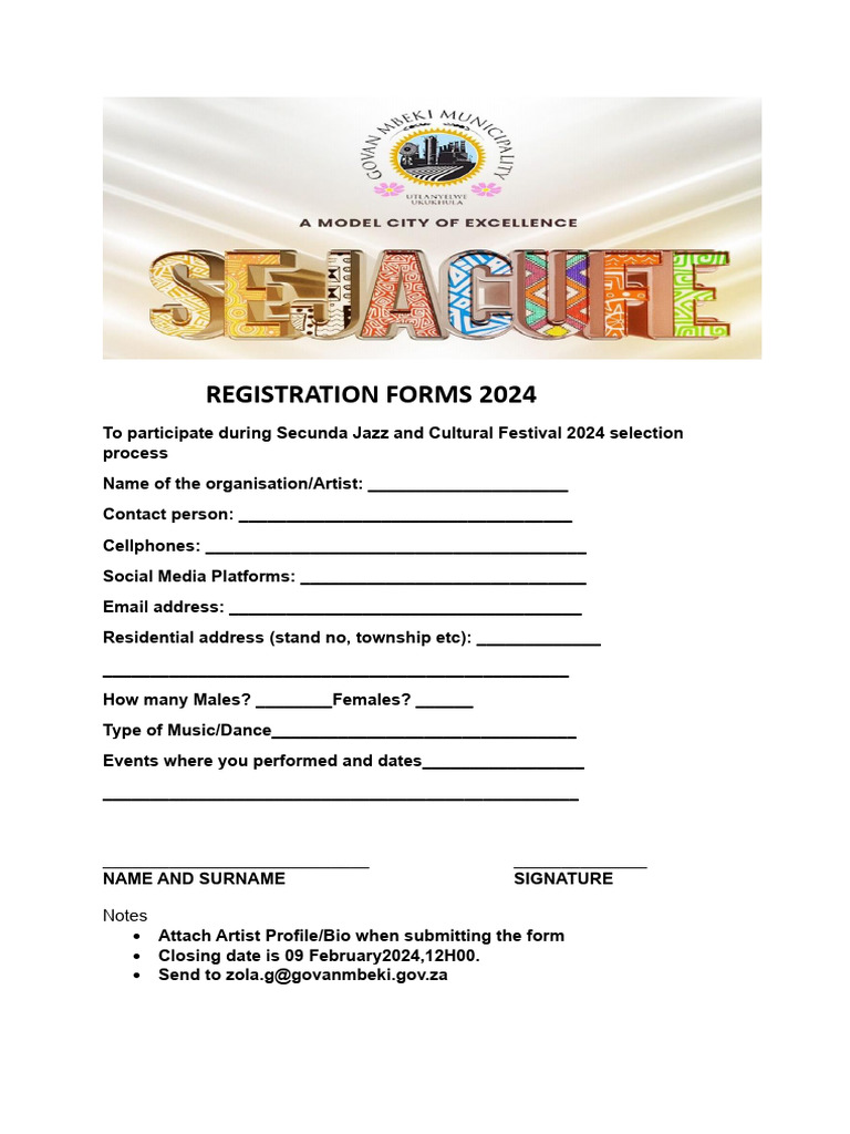 Sejacufe Registration Form 2024 | PDF