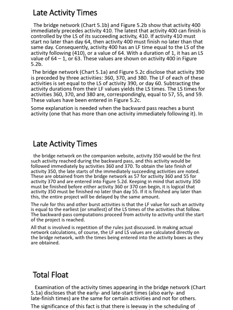 Late Activity Times and Float Analysis | PDF
