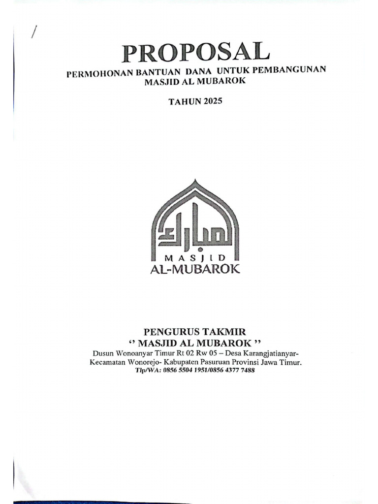 Proposal Masjid Al-Mubarok | PDF