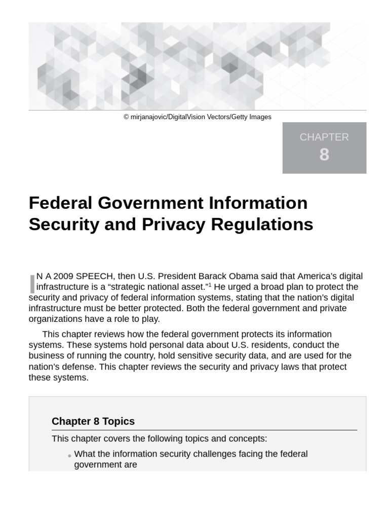 Legal and Privacy Issues in Information Security - (Chapter 8 Federal ...
