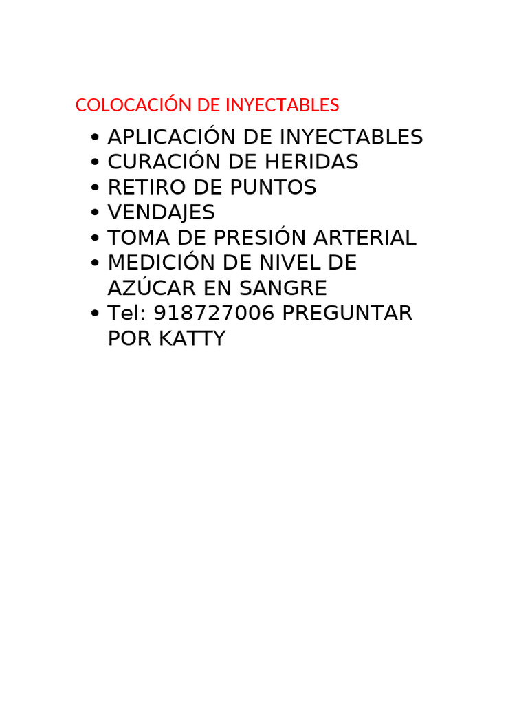 Colocación de Inyectables | PDF