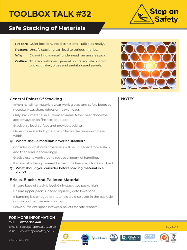 32 Safe Stacking of Materials | PDF | Lumber