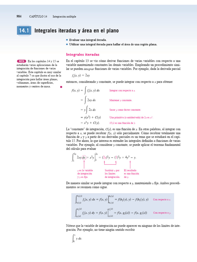 Clase #2 Integrales Iteradas y Area en El Plano | PDF