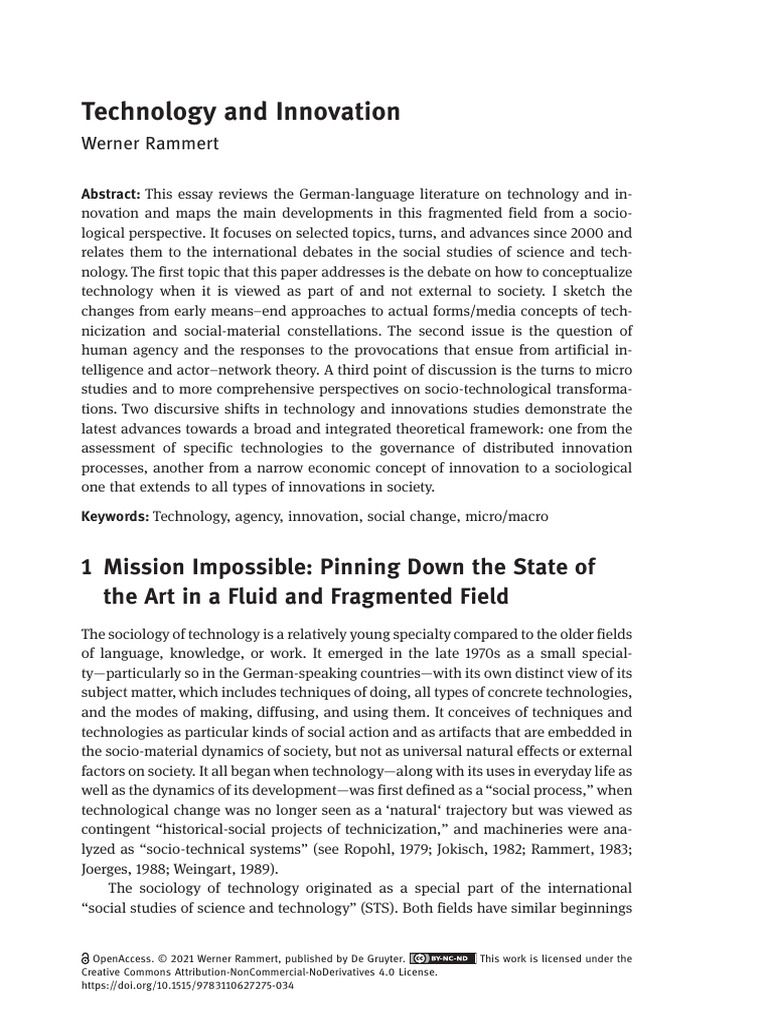 Technology and Innovation | PDF | Sociology | Innovation
