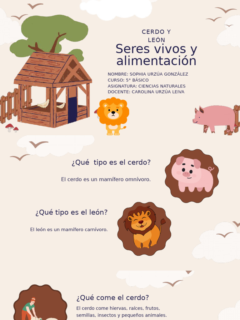 Seres Vivos y Alimentación (Cerdo y León) | PDF | León | Cerdo