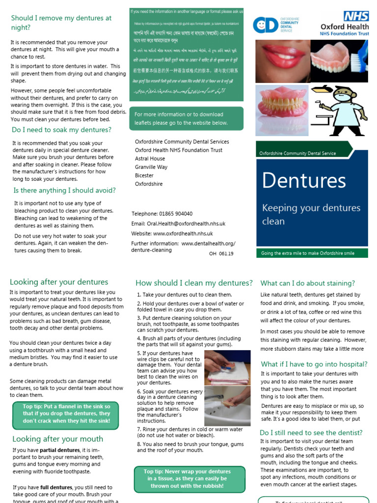 Denture Care and Maintenance Guide | PDF | Dentures | Dentistry Branches