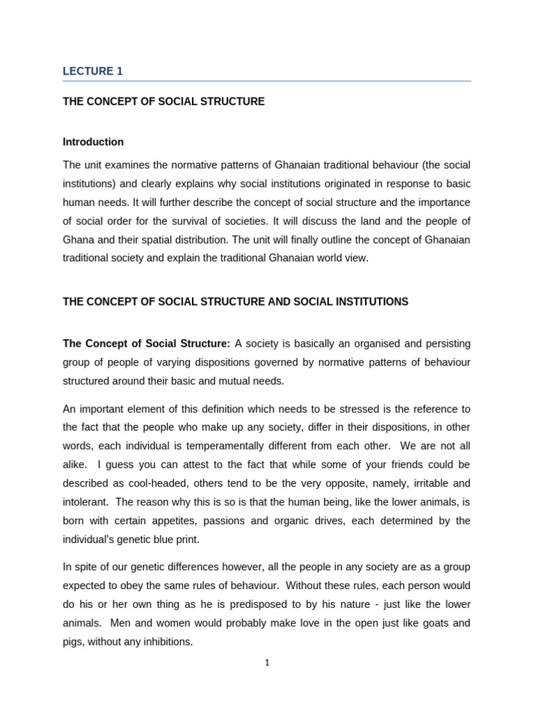 Understanding Ghanaian Social Structure | PDF | Institution | Social ...