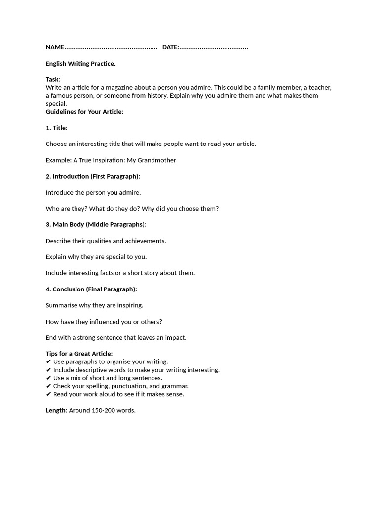 Writing An Article Year 5 | PDF