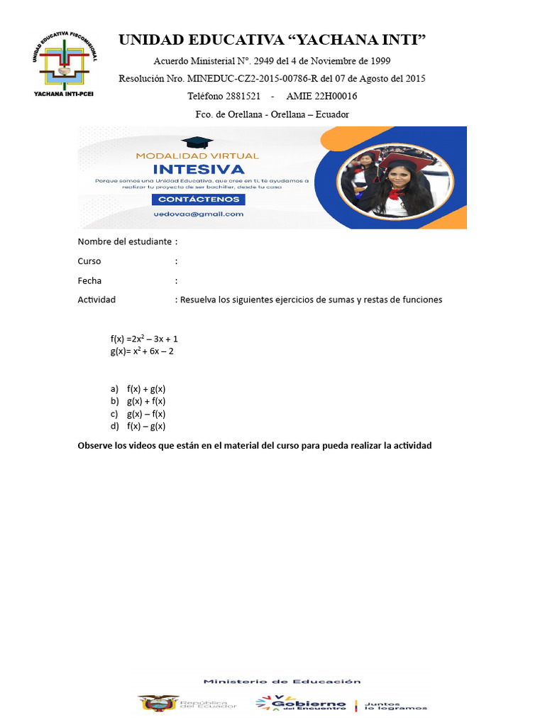 Actividad de 2do Bgu | PDF