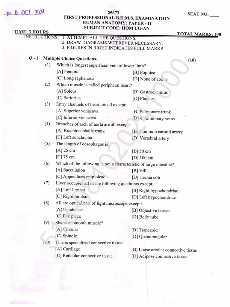 First BHMS Oct 2024 | PDF