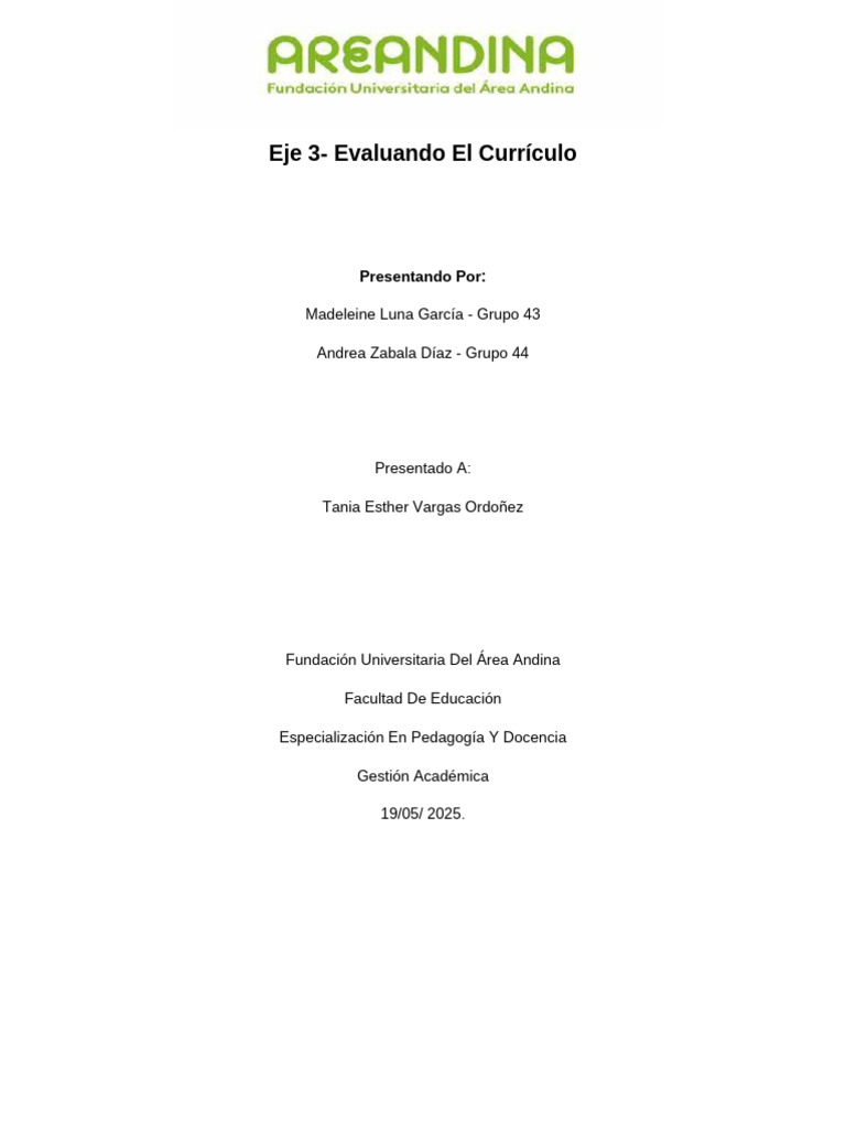 Eje 3 Curriculo de Evaluación | PDF | Plan de estudios | Evaluación
