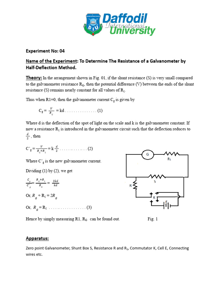 04.galvanometer Half Deflectio | PDF | Electricity | Electrical Engineering