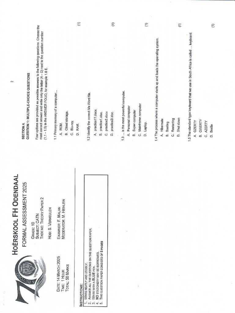 Gr10 P2 T1 2025 | PDF