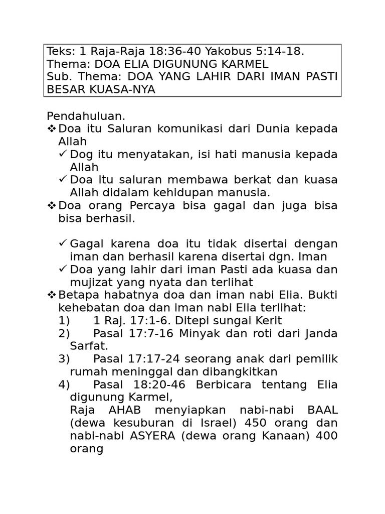 Doa Elia di Gunung Karmel | PDF