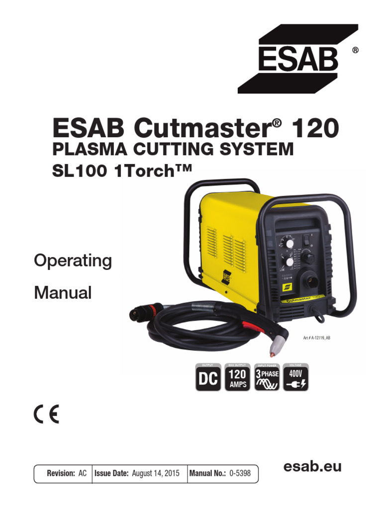 ESAB Cutmaster 120 Plasma Cutter Operating Manual pt1 | PDF | Welding ...