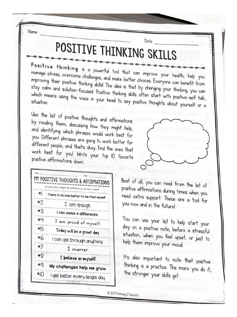 Positive Thinking Skills | PDF