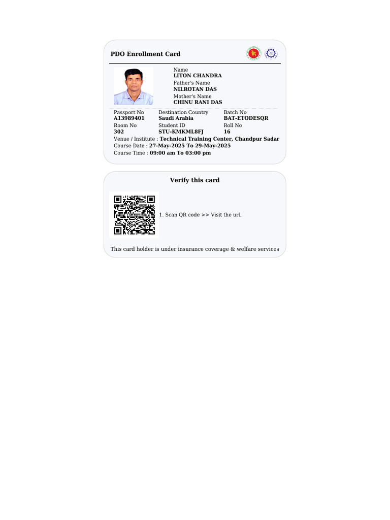 Bmet NFC Card For Liton Chandra 147121 | PDF