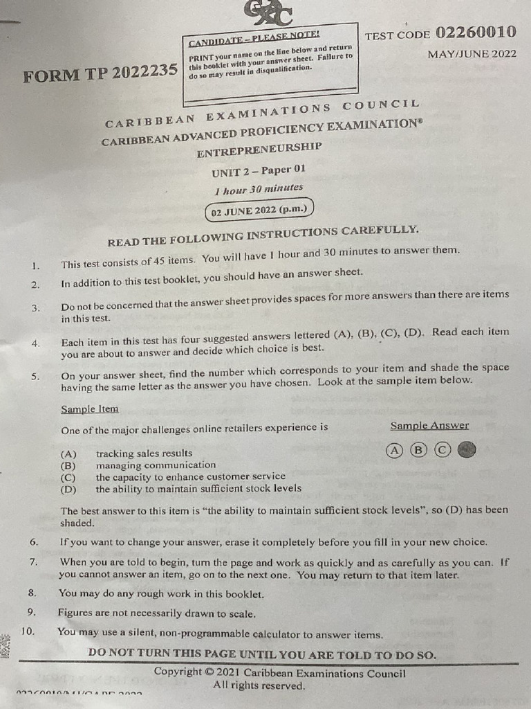 Cape Entrep. 2022 U2 p1 | PDF