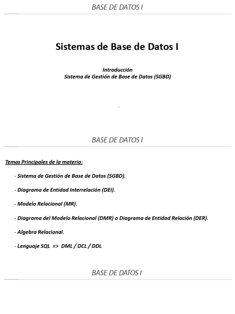 01_Clase_01A_Sistema_de_Gestión_de_Base_de_Datos_(SGBD) | PDF | Bases de datos | Base de datos ...