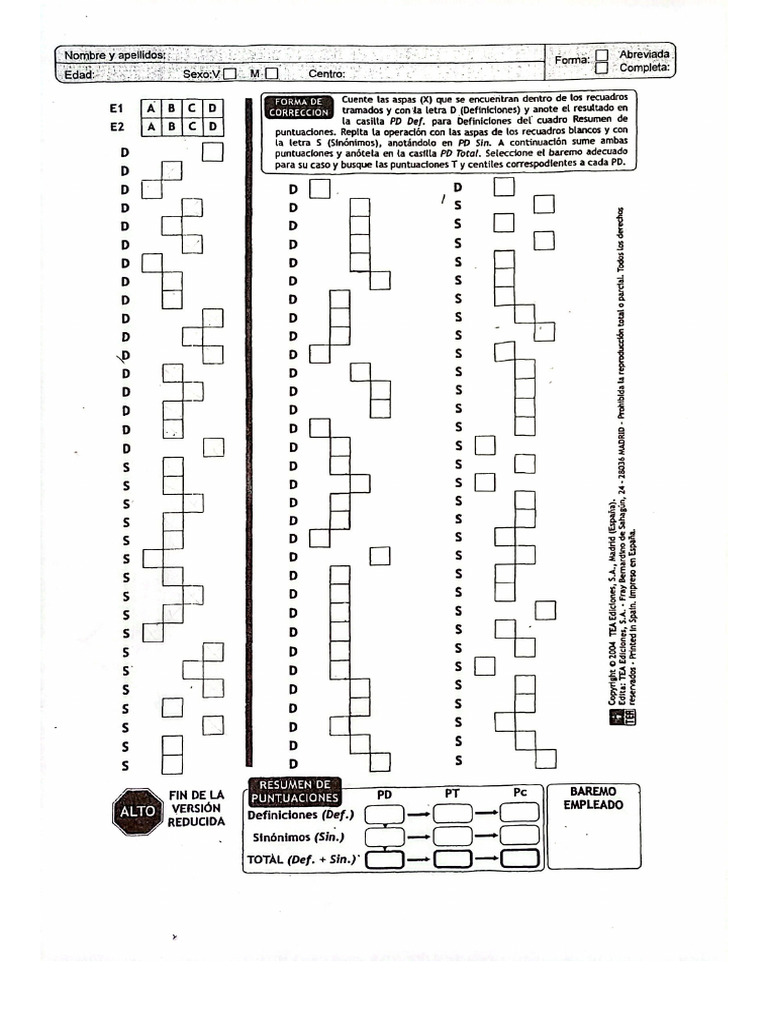(Protocolo) Cortada de Kohan, N. (2004) - BAIRES. Test de Aptitud ...