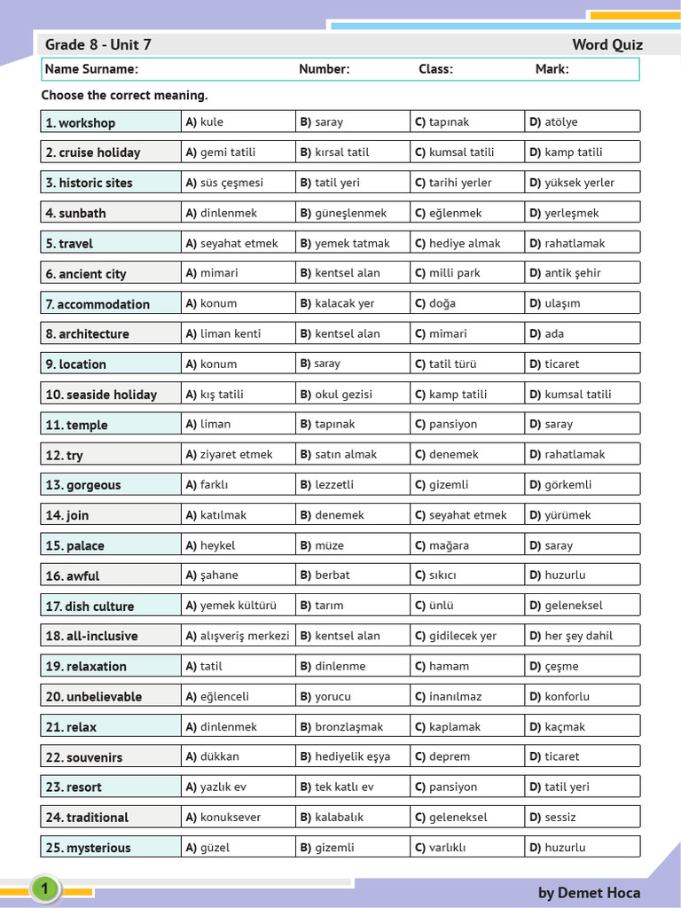 8.7 Word Quiz | PDF