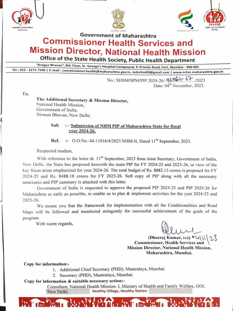 Maharashtra Letter PIP 2024-26 | PDF