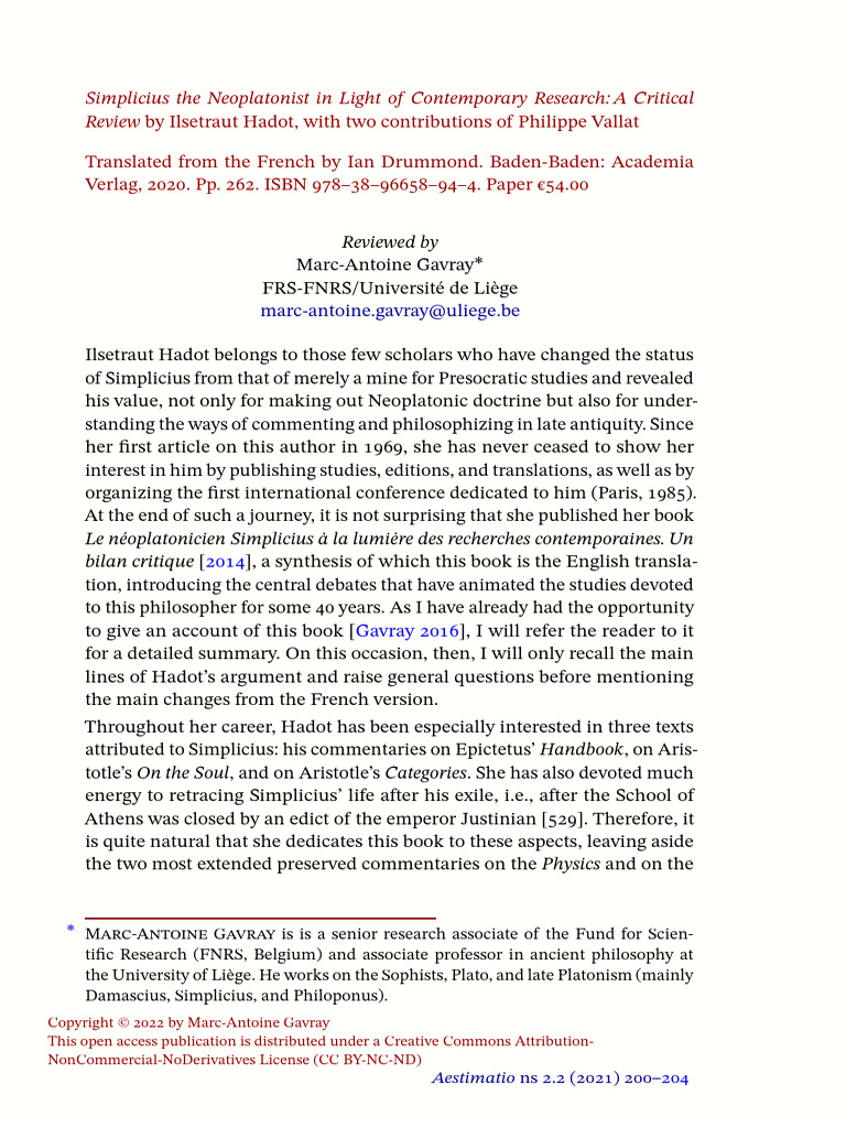 Hadot, Simplicius The Neoplatonist | PDF | Ancient Greek Philosophy ...