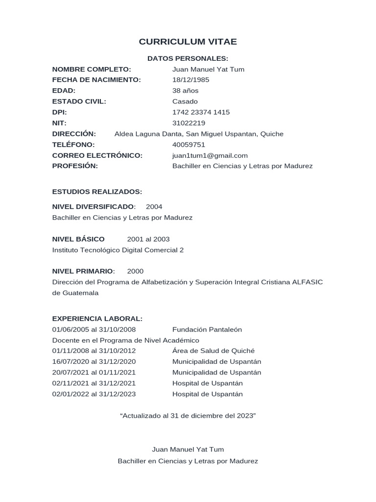 Modelo de Curriculum | PDF