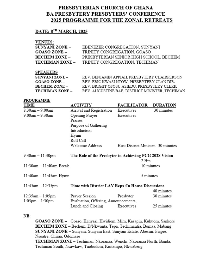 25 Zonal Retreat Program | PDF