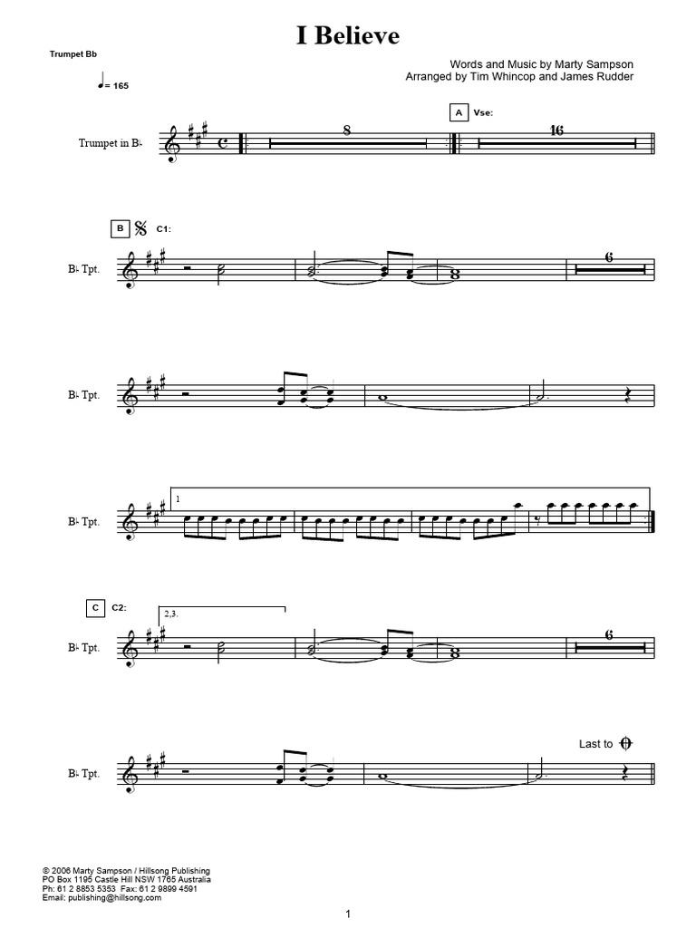 I Believe - Trumpet - BB | PDF