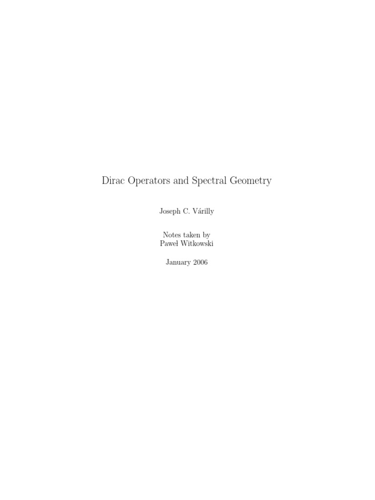Dirac Operators And Spectral Geometry Pdf Linear Algebra Algebra
